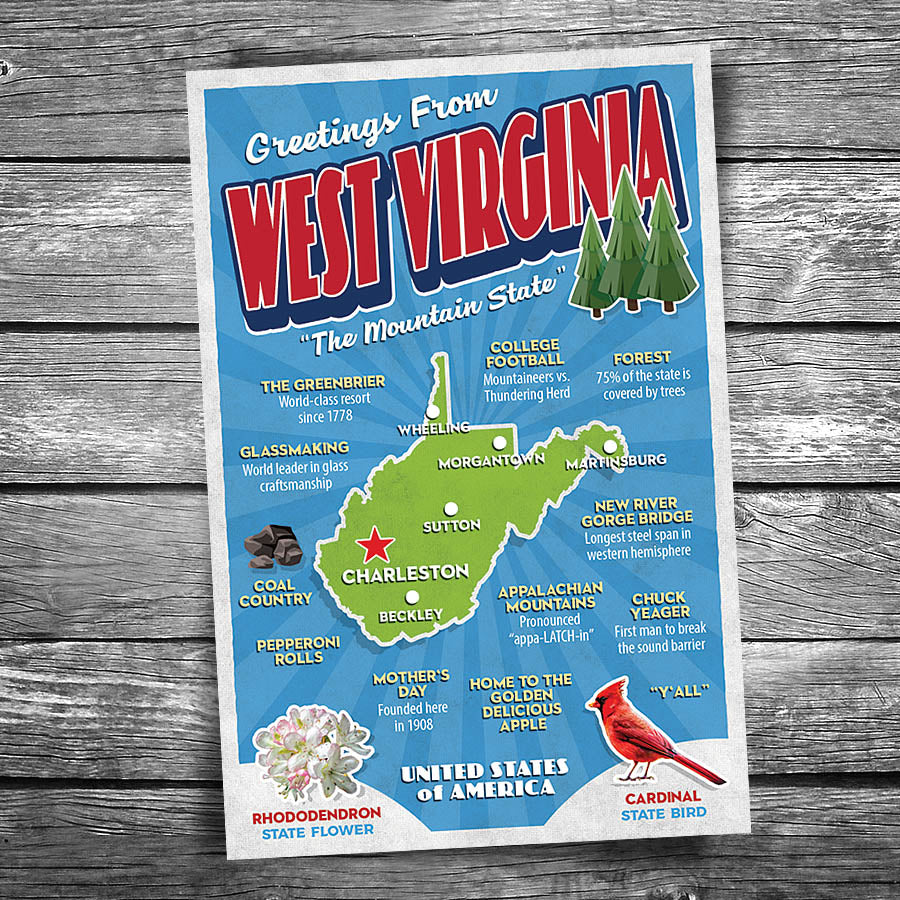 Greetings from West Virginia Postcard – Christopher Arndt Postcard Co