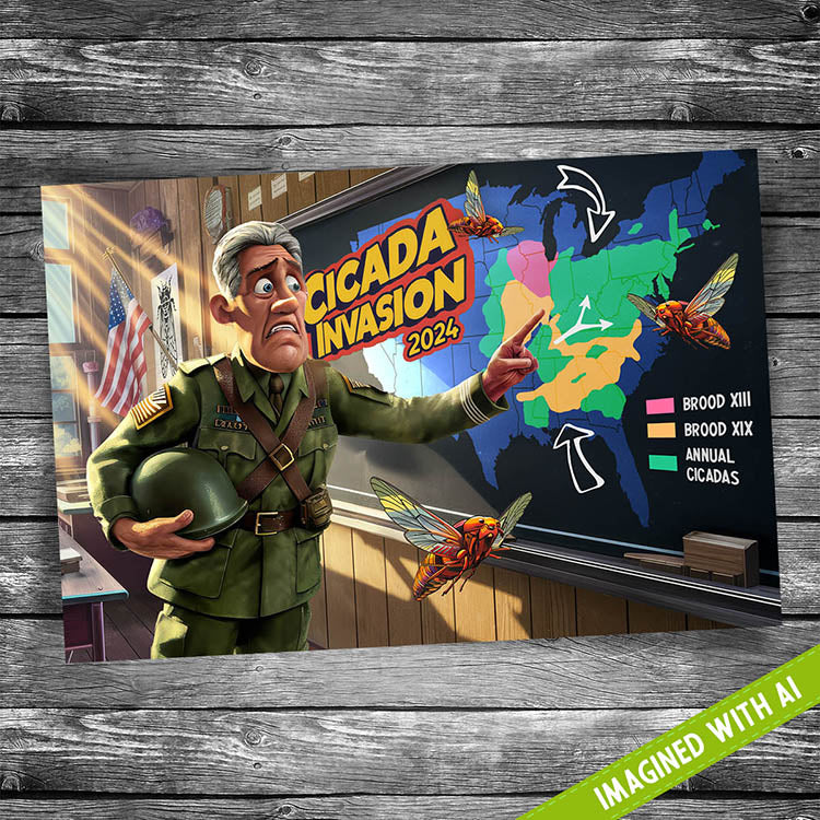 Cicada Invasion Map Postcard – Christopher Arndt Postcard Co