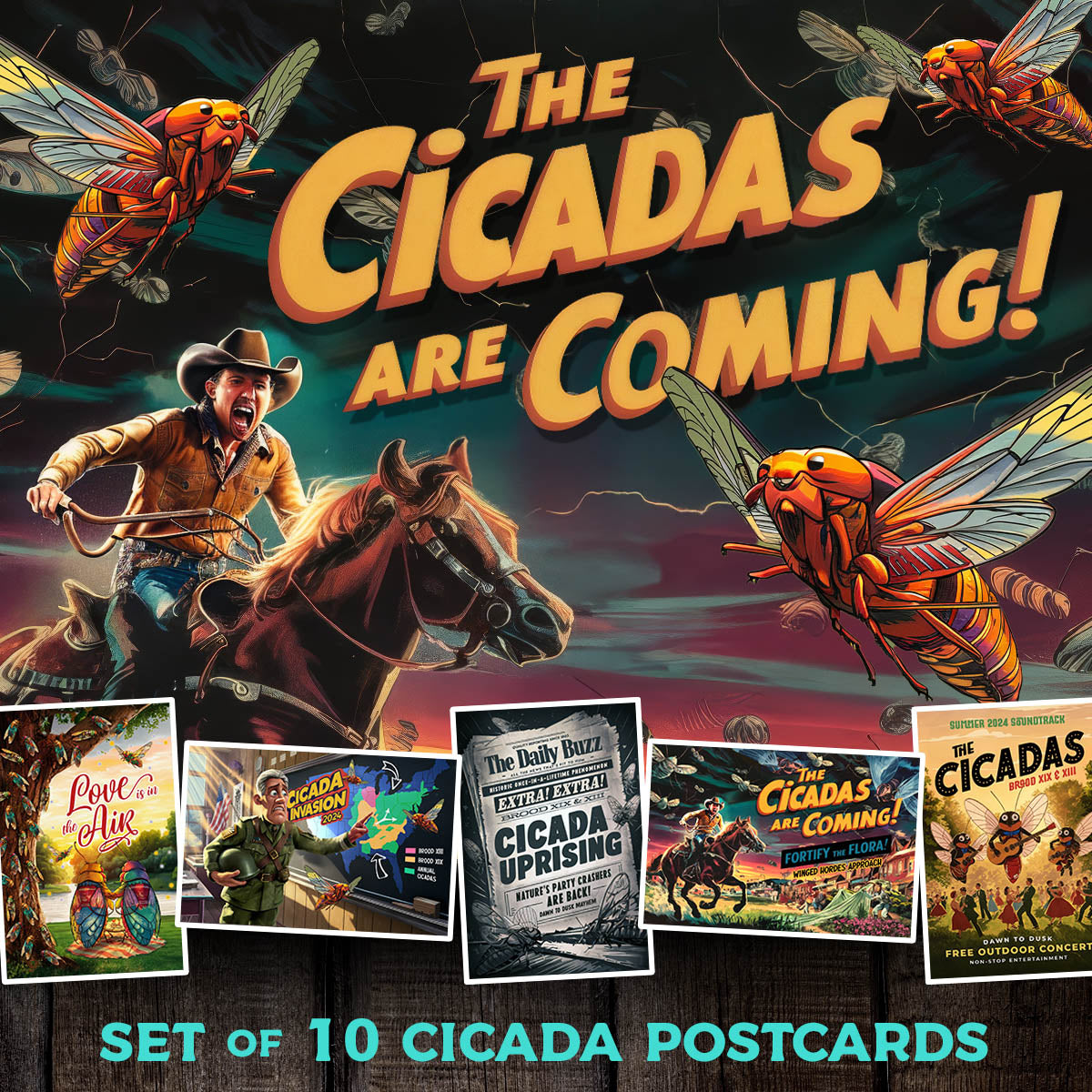 Cicada Invasion 2024 Postcard Set – Christopher Arndt Postcard Co