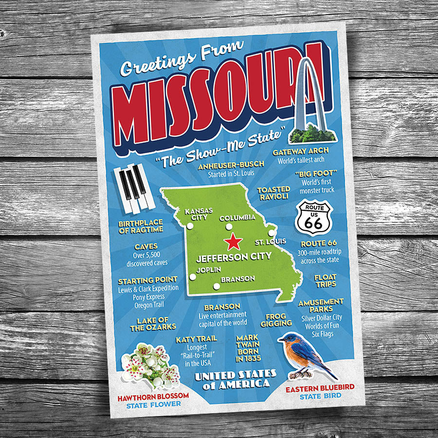 Greetings from Missouri Postcard – Christopher Arndt Postcard Co