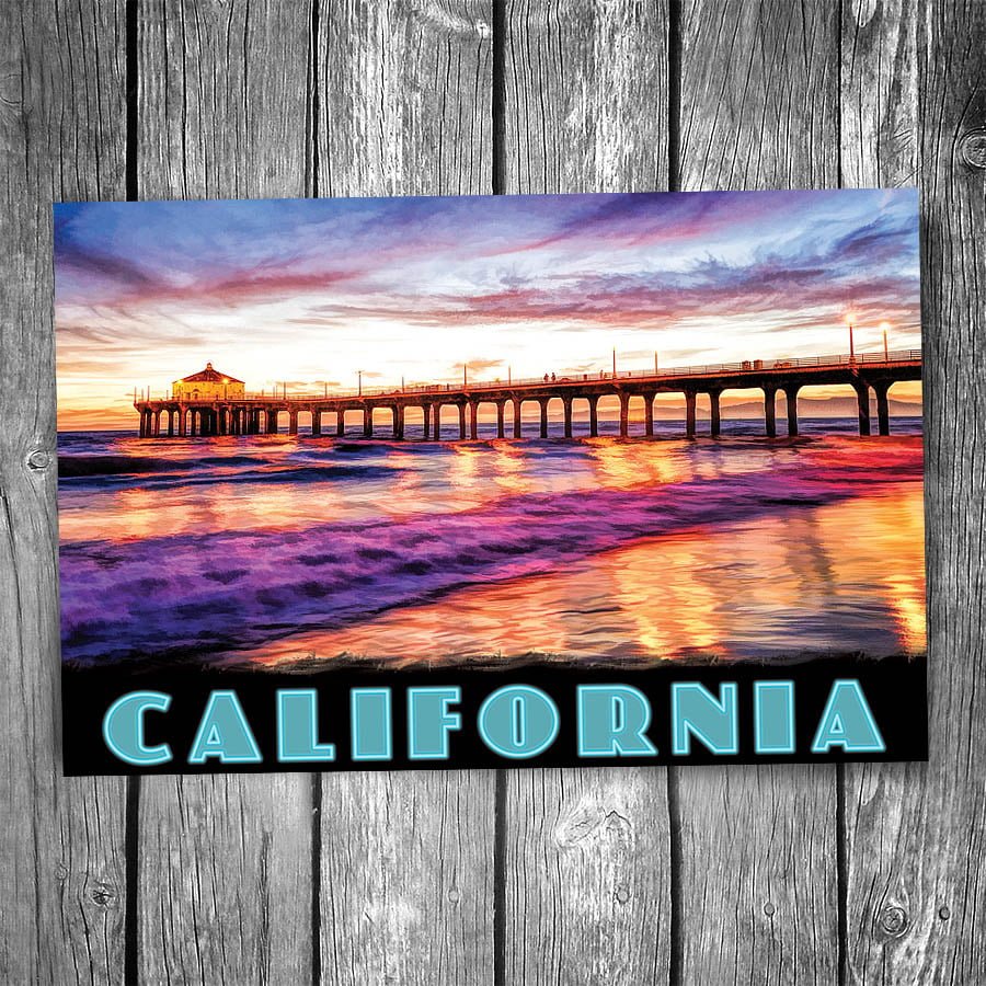 Manhattan Beach Pier Sunset Postcard – Christopher Arndt Postcard Co