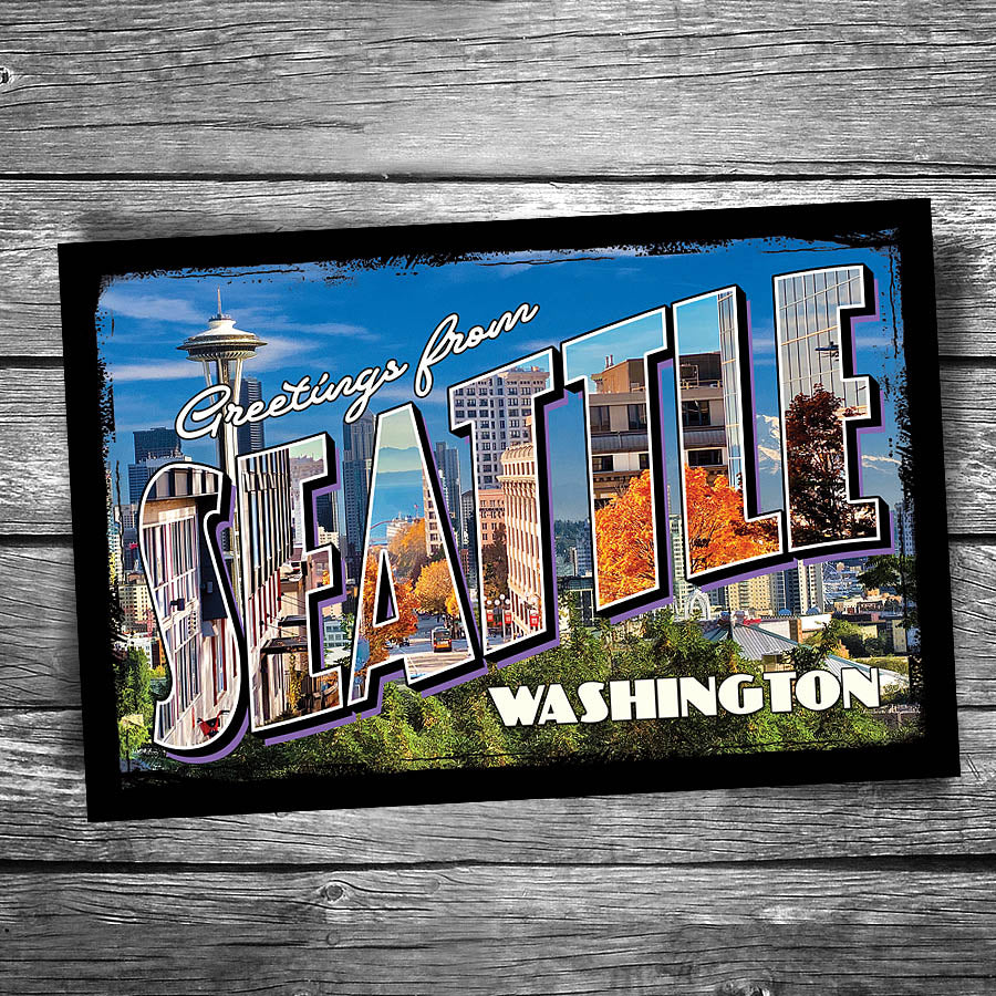 Greetings From Seattle Postcard – Christopher Arndt Postcard Co