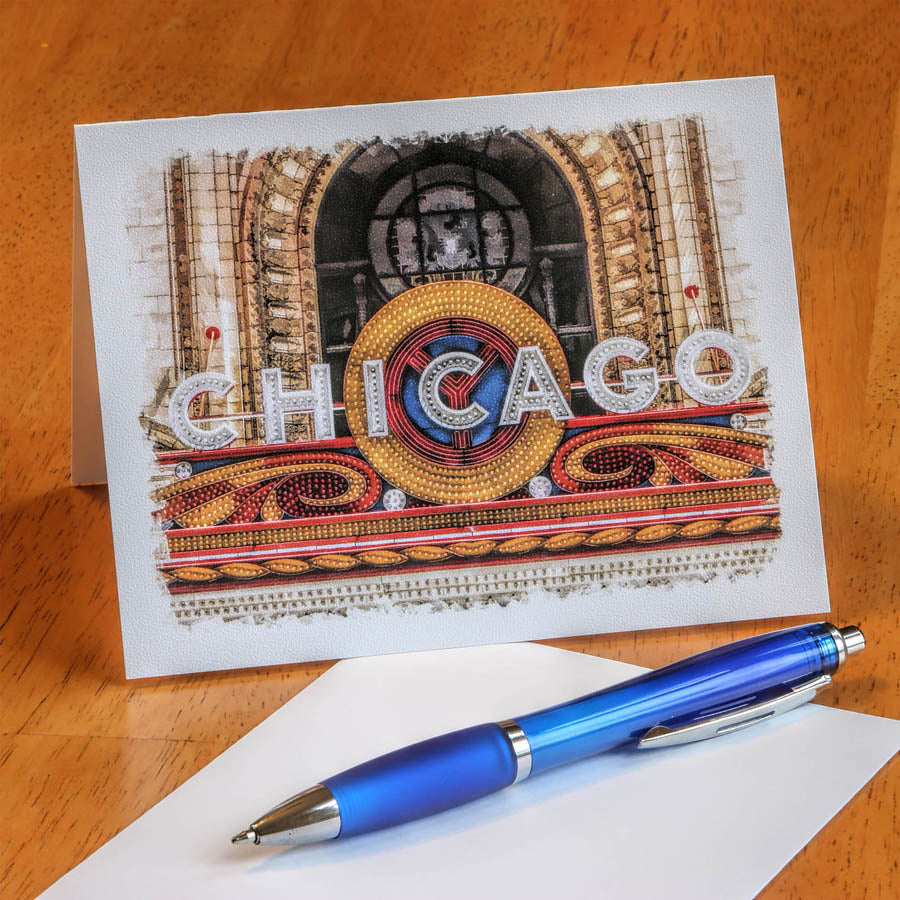 Chicago Theater Marquee Notecard – Christopher Arndt Postcard Co