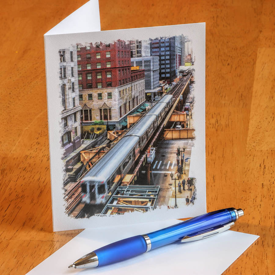 Chicago "El" Downtown Notecard – Christopher Arndt Postcard Co