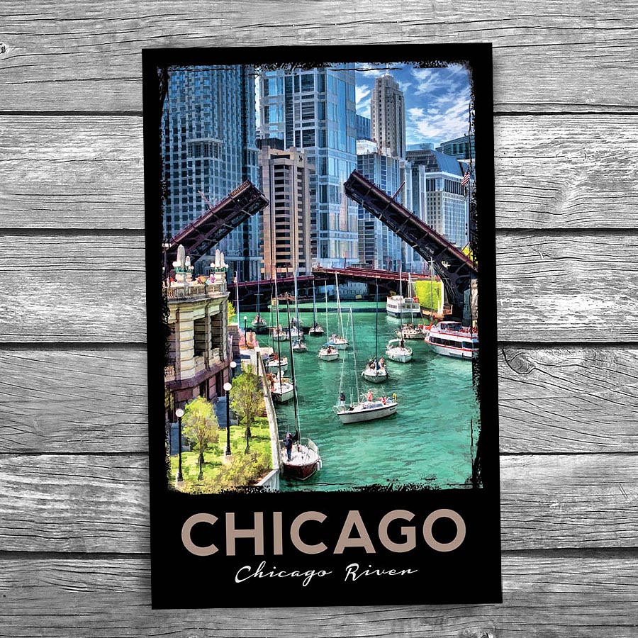 Chicago River Sailboat Migration Postcard – Christopher Arndt Postcard Co